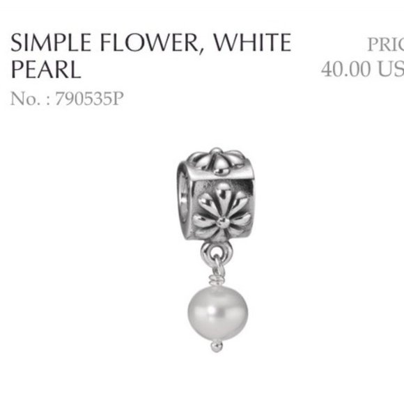 Pandora | Jewelry | Authentic Pandora Simple Flower White Pearl Dangle ...